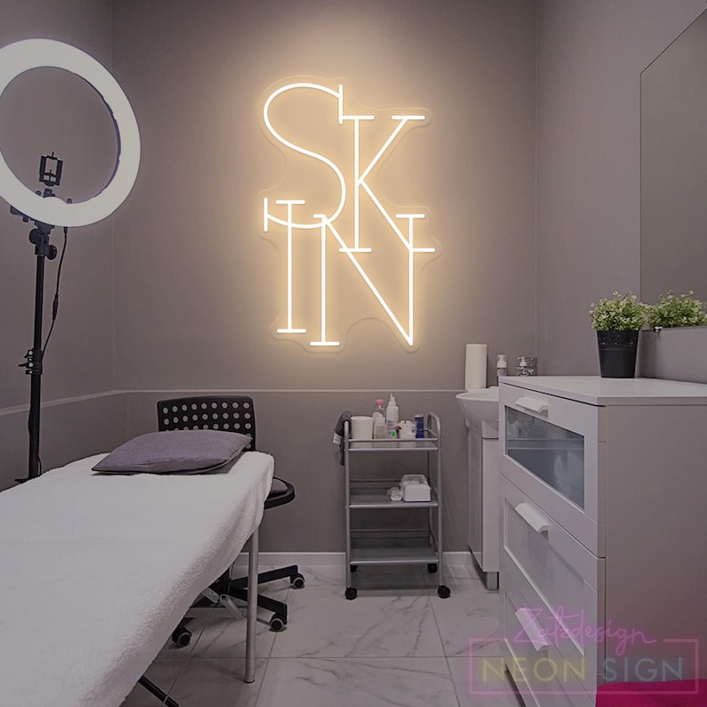 Skin Neon Sign, Beauty Salon LED Sign, Skincare Salon Decor, Spa Waxing ...