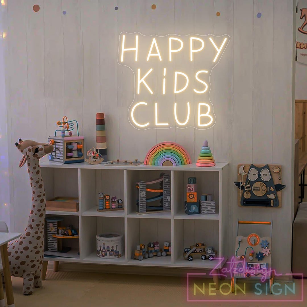Happy Kids Club Neon Sign,kid's Room Decor,boy/girl Playroom Signs ...