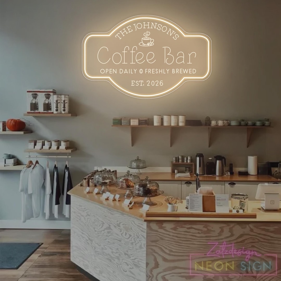 Custom Coffee Bar LED Neon Sign, Custom Neon Sign for Coffee Shop Wall ...