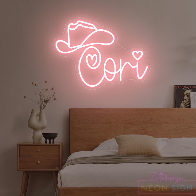 Custom Name Cowboy Hat LED Neon Sign Western Cowgirl LED Neon Light ...