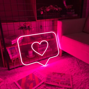 Heart Neon Sign, Love Heart Neon Sign, Love Sign, Minimalist LED Neon ...
