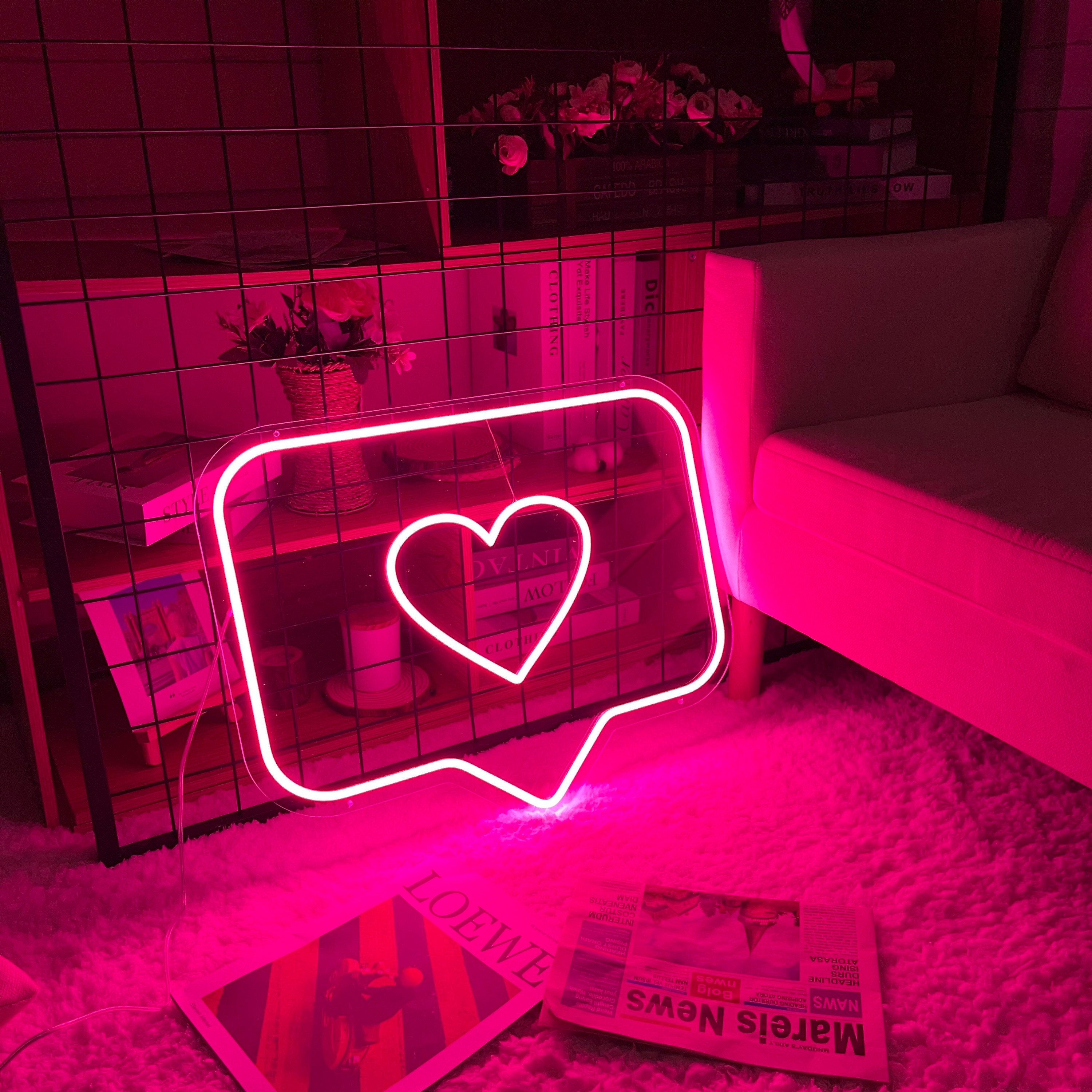 Heart Neon Sign Love Heart Neon Sign Love Sign Minimalist - Etsy