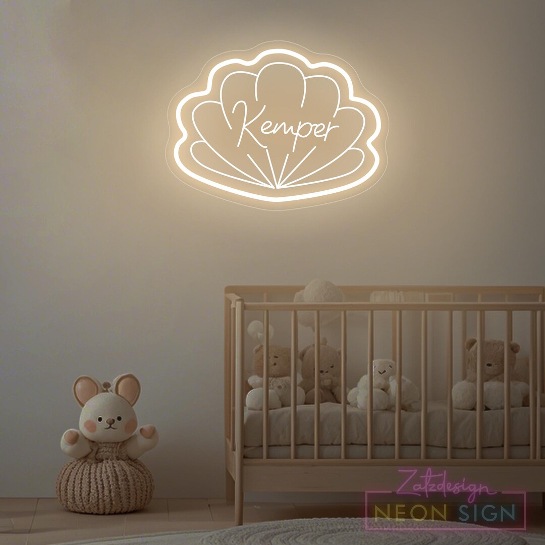 Seashell Custom Name Neon Sign, USB Light up Sign, Shell Shape Night ...