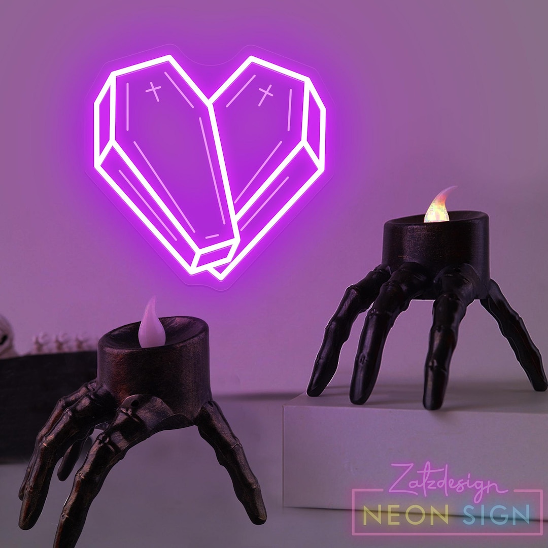 Coffin Heart Neon Sign, Halloween Neon Sign, Gothic Signs, Dark Wall ...