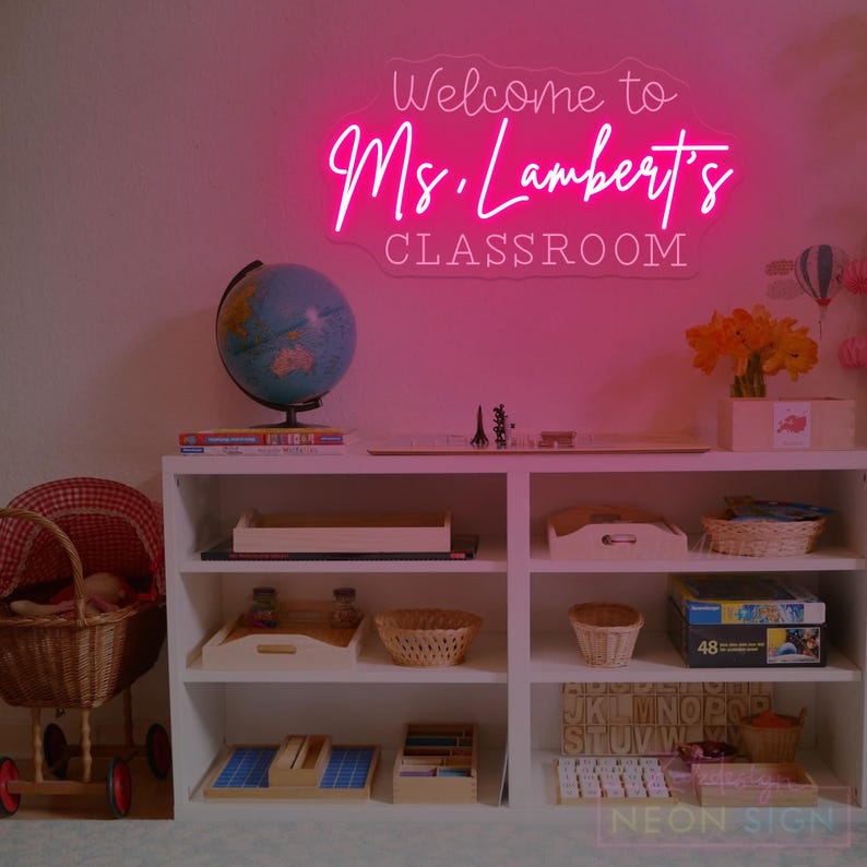 Custom Teacher Name Neon Sign,teacher Name Sign,classroom Decor ...