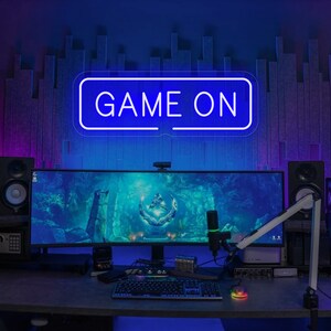 Game on Neon Sign,custom Game Sign,neon Light Bedroom,game Room Sign ...