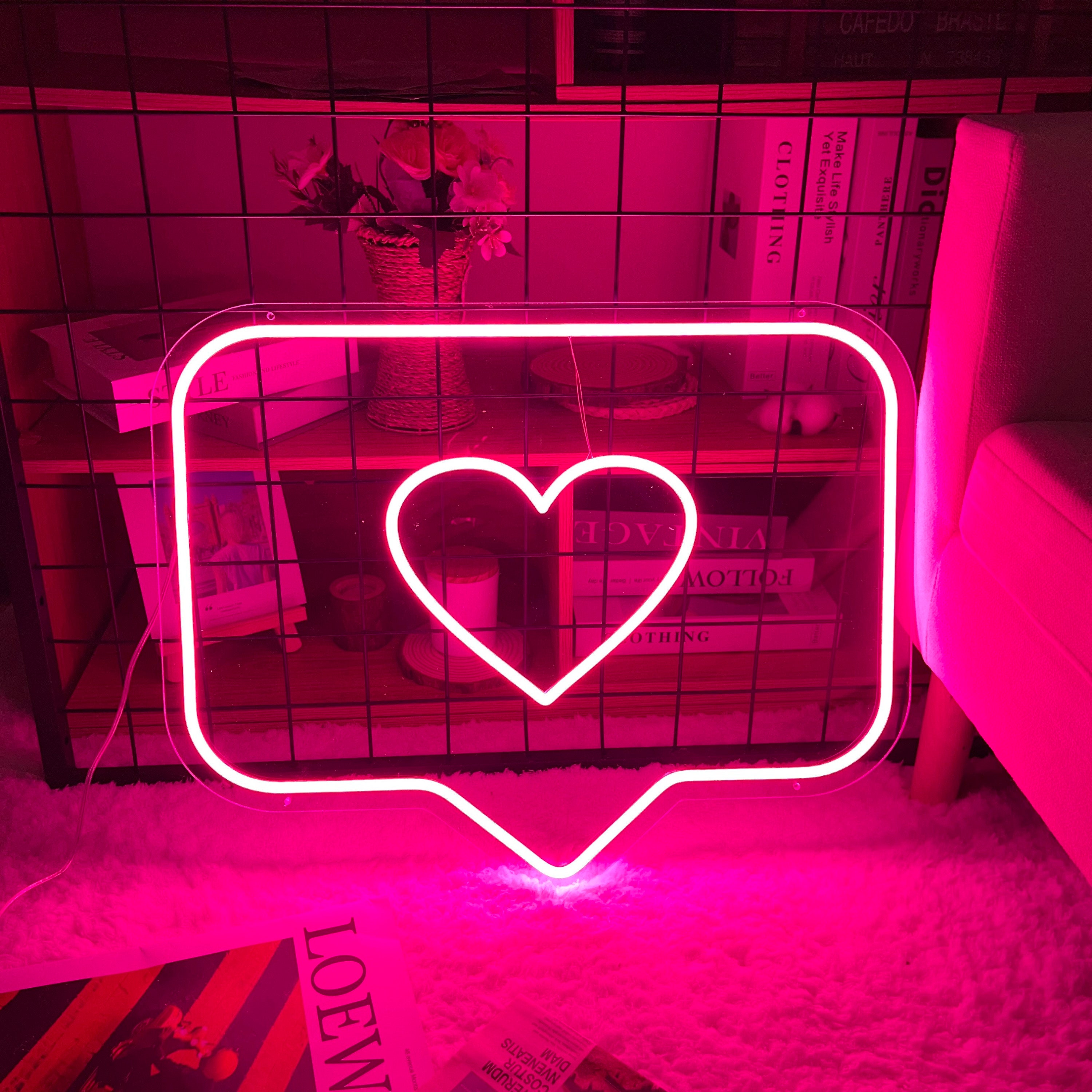 Heart Neon Sign Love Heart Neon Sign Love Sign Minimalist - Etsy