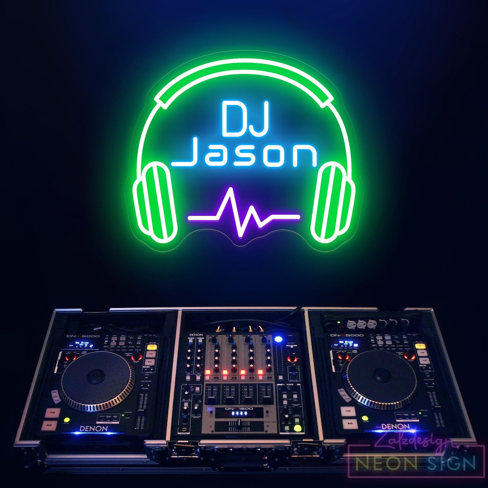 Custom DJ Name Neon Sign, Headphones Neon, Music Room Neon Sign, Gamer ...