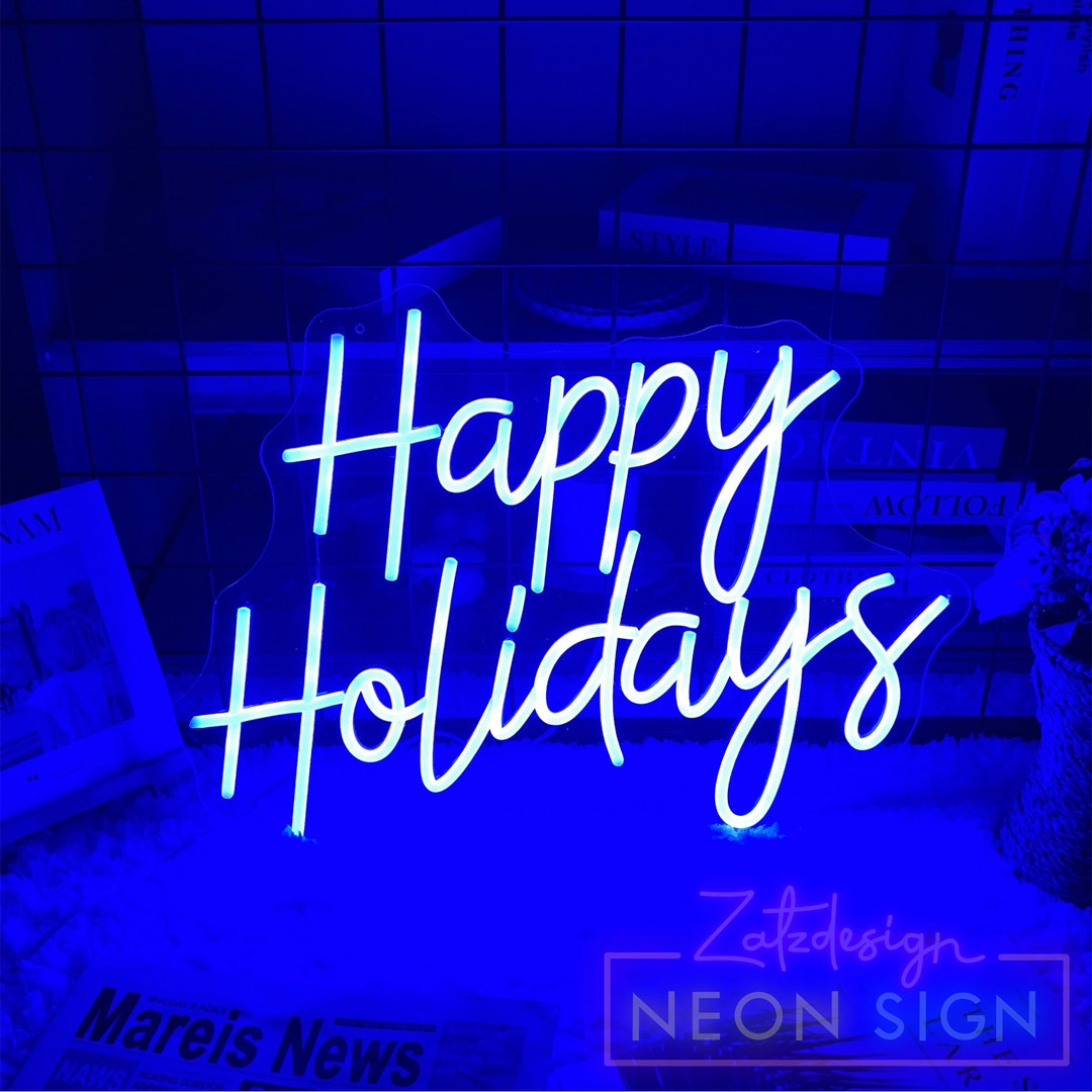 Happy Holidays Neon Sign, Happy Holidays Sign, Christmas Decor ...