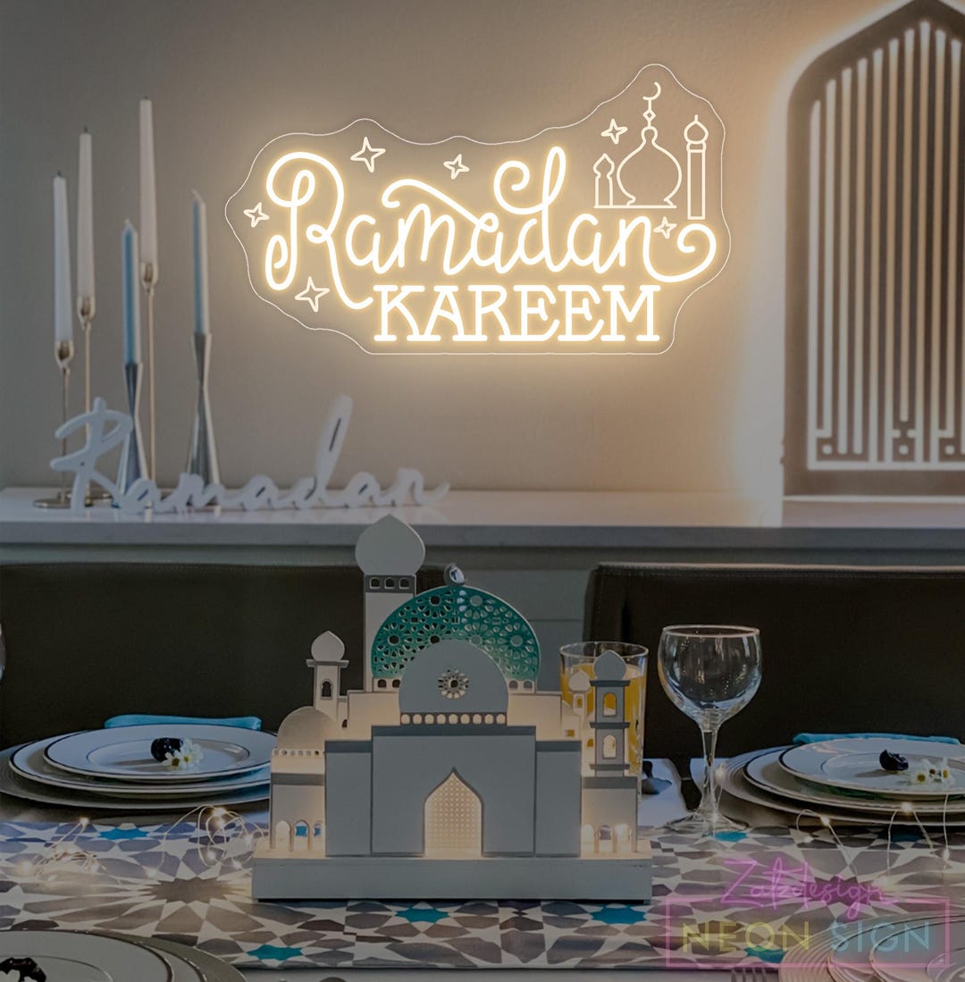 Ramadan Kareem Mosque Neon Sign, Custom Eid Mubarak LED Neon Light ...