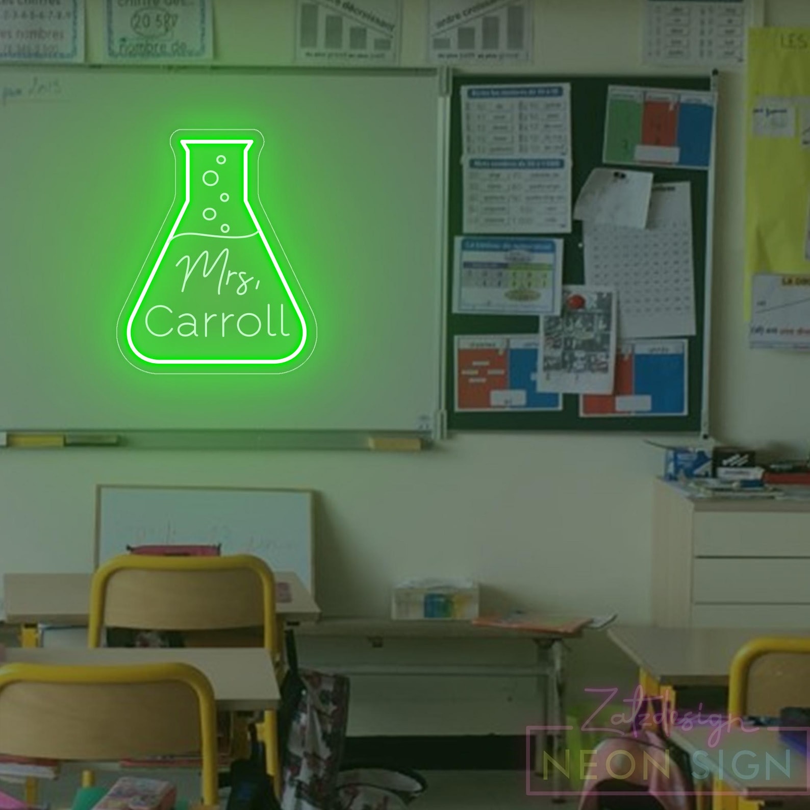 Custom Science Teacher Name Neon Sign, Science Classroom Wall Decor ...