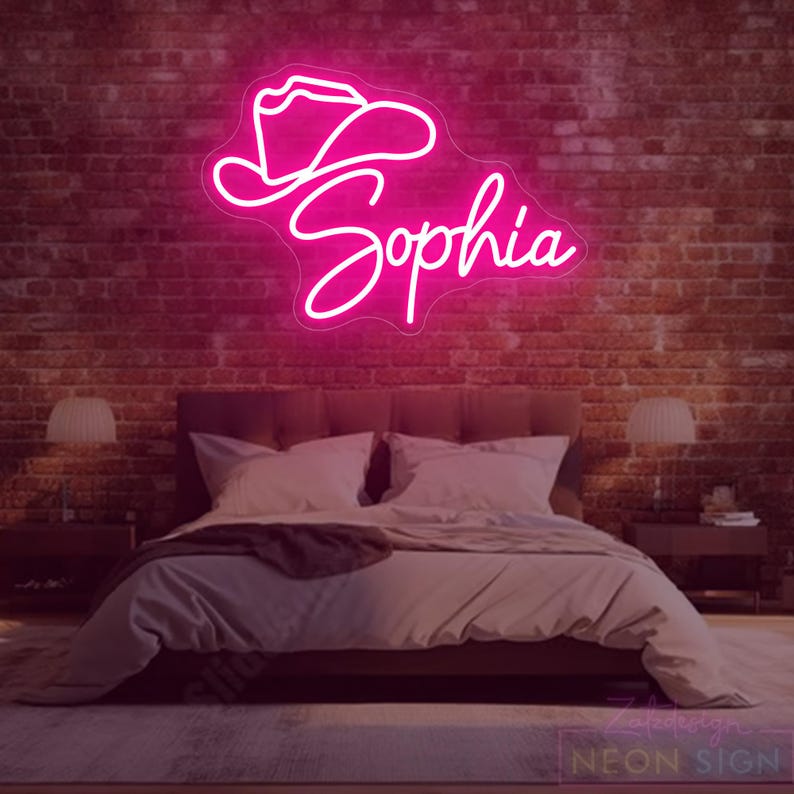 Custom Name Cowboy Hat LED Neon Sign Western Cowgirl LED Neon Light ...