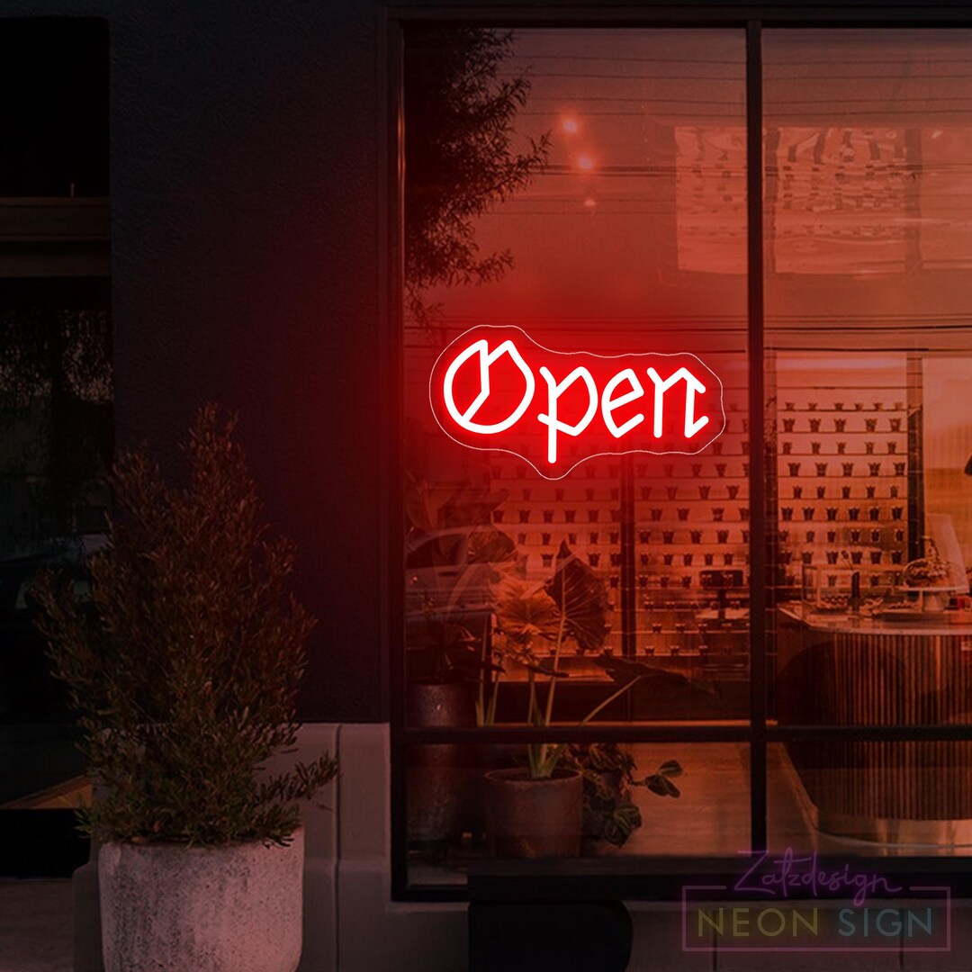 Gothic Open Neon Sign, Neon Open Sign, Store Open Sign, Gothic LED Sign ...