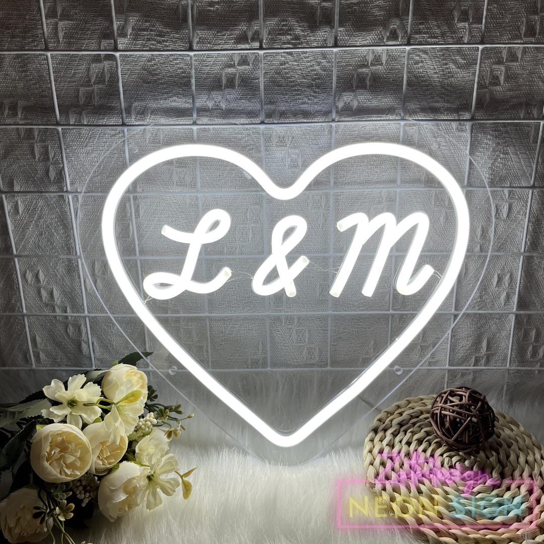 Custom Heart Neon Sign,wedding Initials Neon Sign,heart Led Sign ...