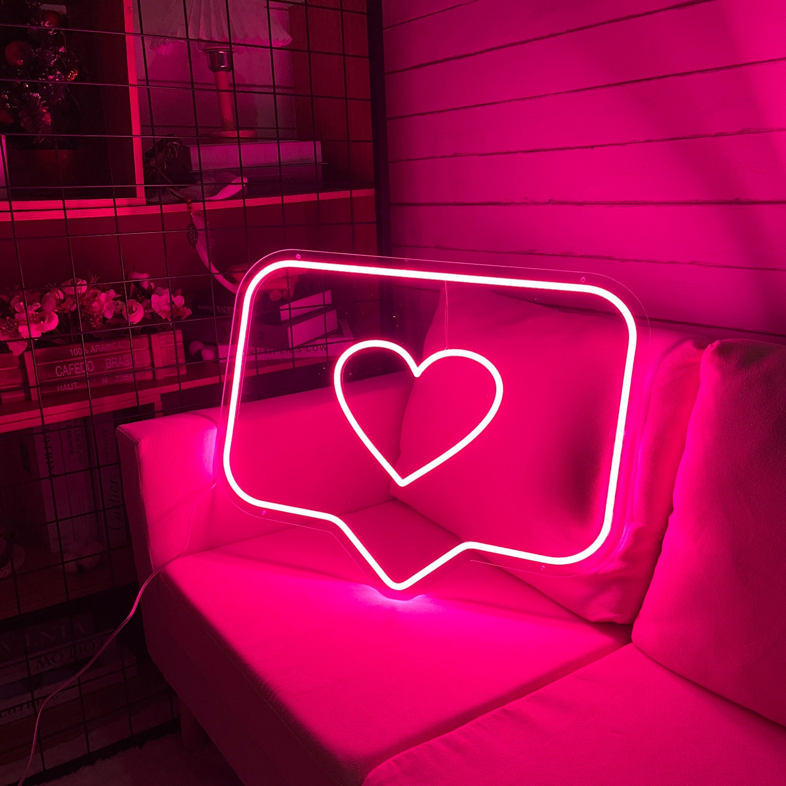 Heart Neon Sign, Love Heart Neon Sign, Love Sign, Minimalist LED Neon ...