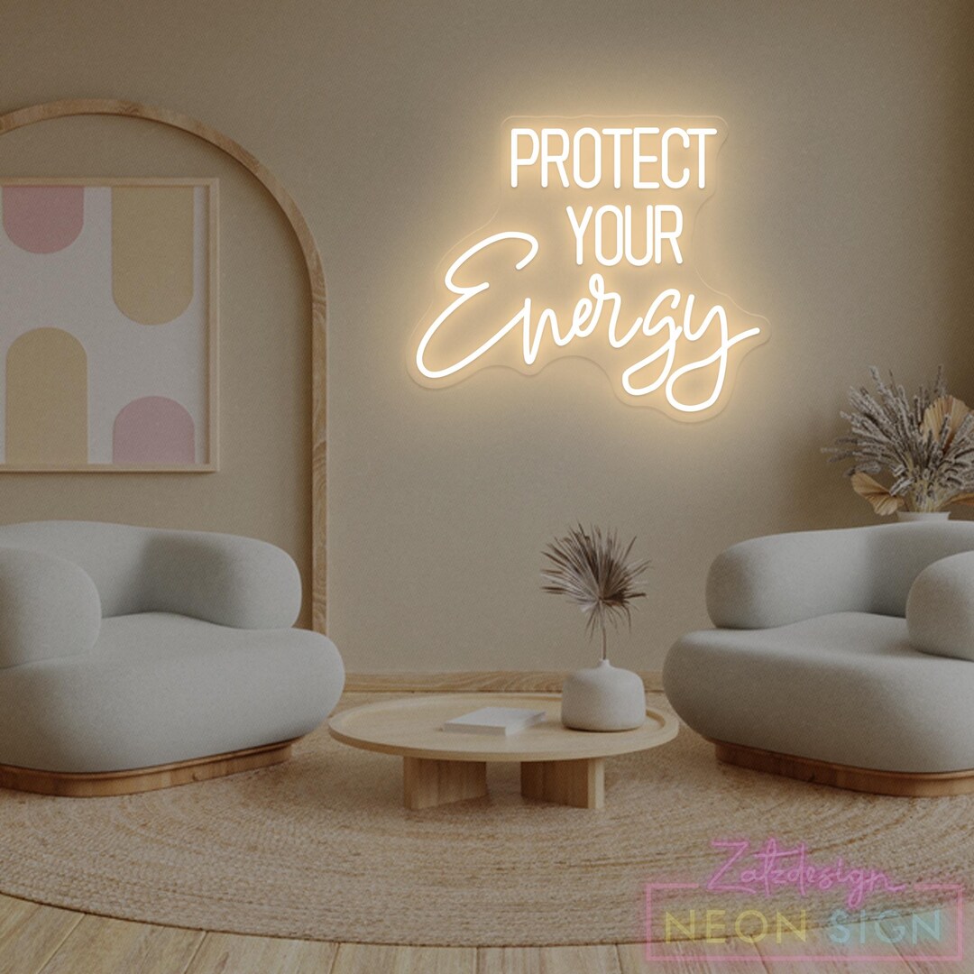 Protect Your Energy Neon Sign, Beauty Salon Decor, Positive Wall Art - Etsy