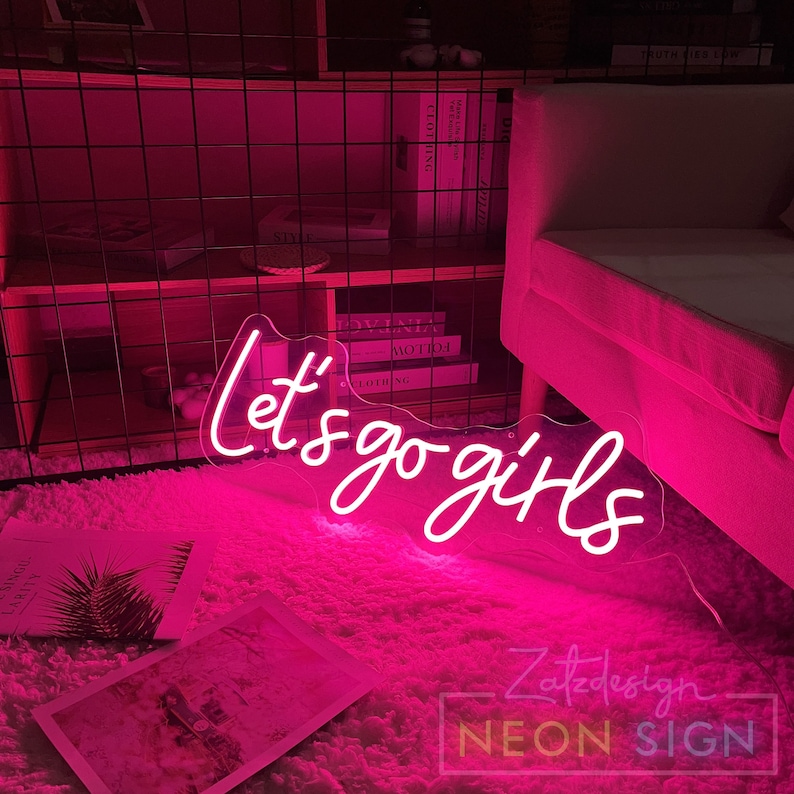 Lets Go Girls Neon Sign Pink Room Decoration Bachelorette Party Sign