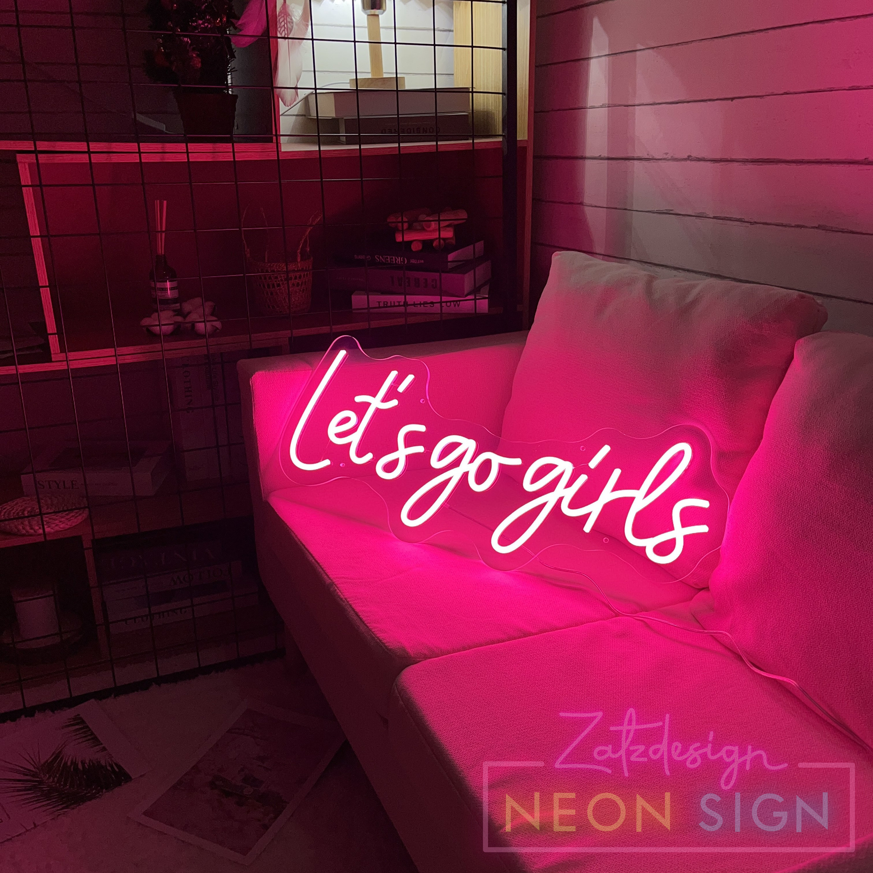 Let's Go Girls Neon Sign, Pink Room Decor ,bachelorette Sign Lets Go ...