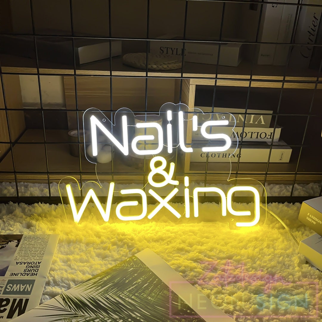 Nails & Waxing Neon Sign, Nails Neon Sign, Nail Room Decor, Nail Salon ...