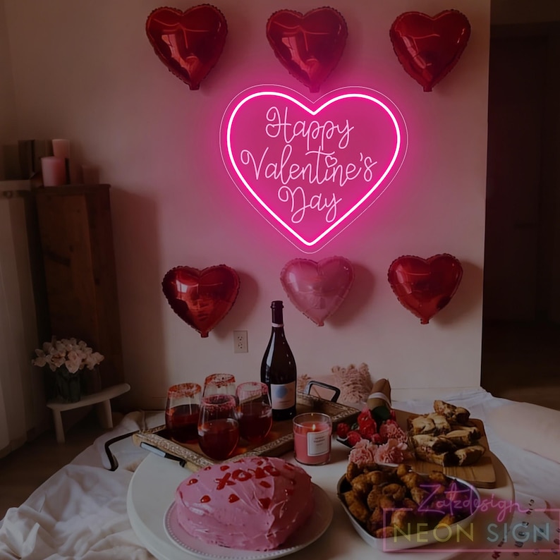Happy Valentine's Day Neon Sign, USB Light Sign, Custom Neon Sign ...