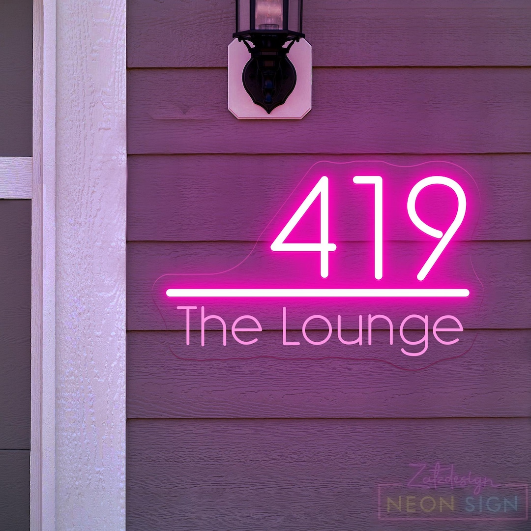 Custom Address Neon Sign, House Number Neon, House Number Address Sign ...