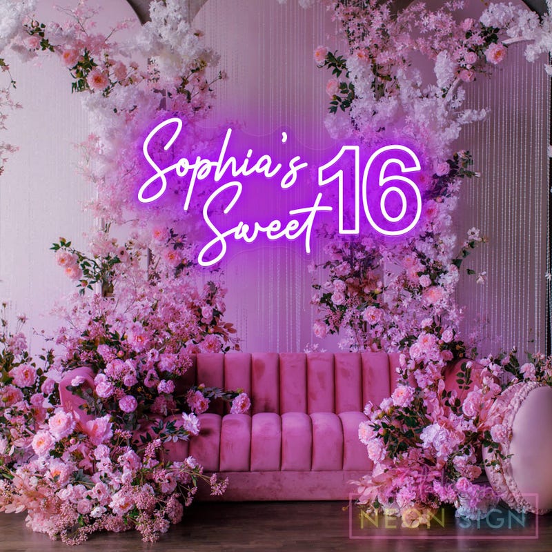 Sweet 16 Neon Name Sign - Etsy