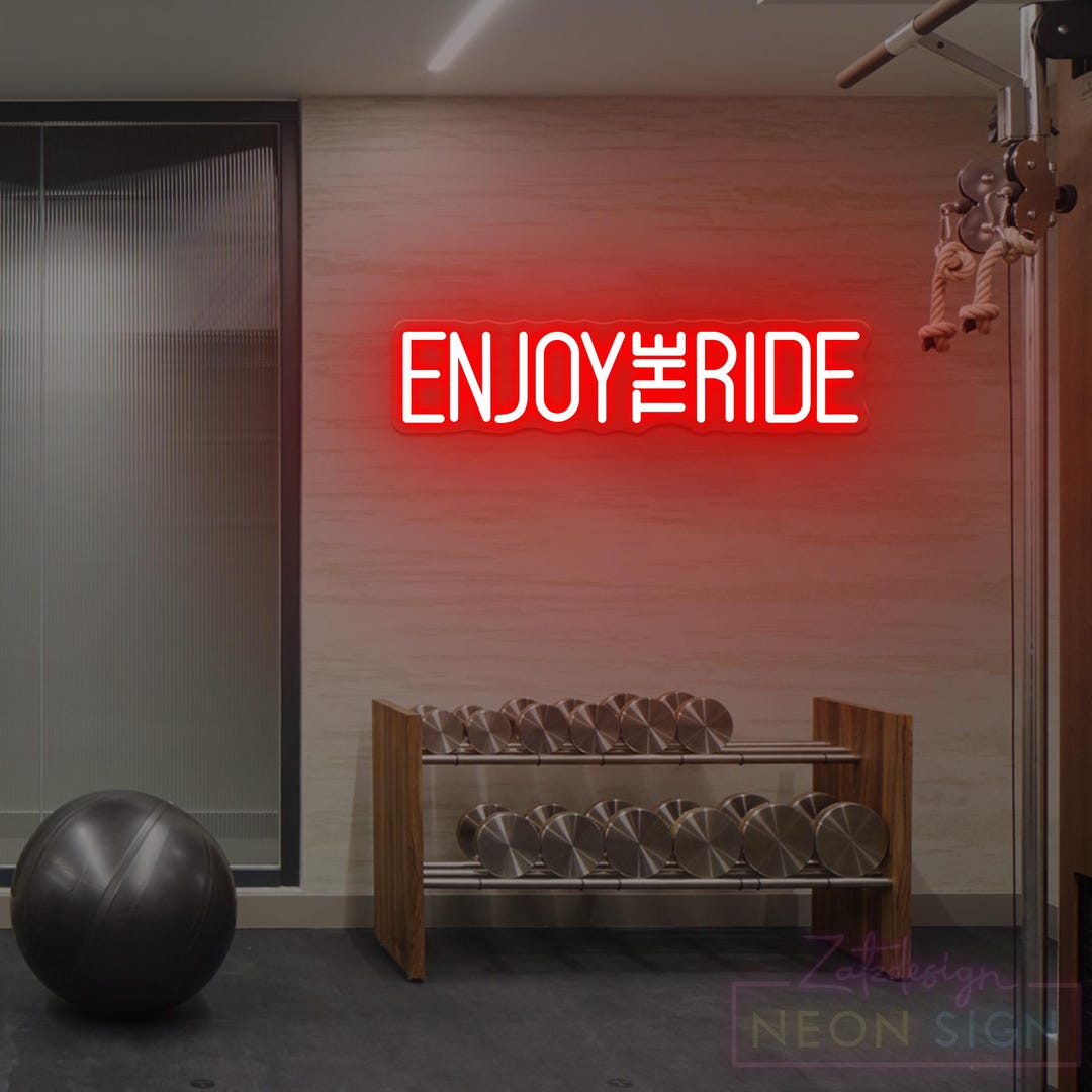 Enjoy the Ride Neon Sign, Home Gym Sign, Fitness Neon Light, Cycling ...