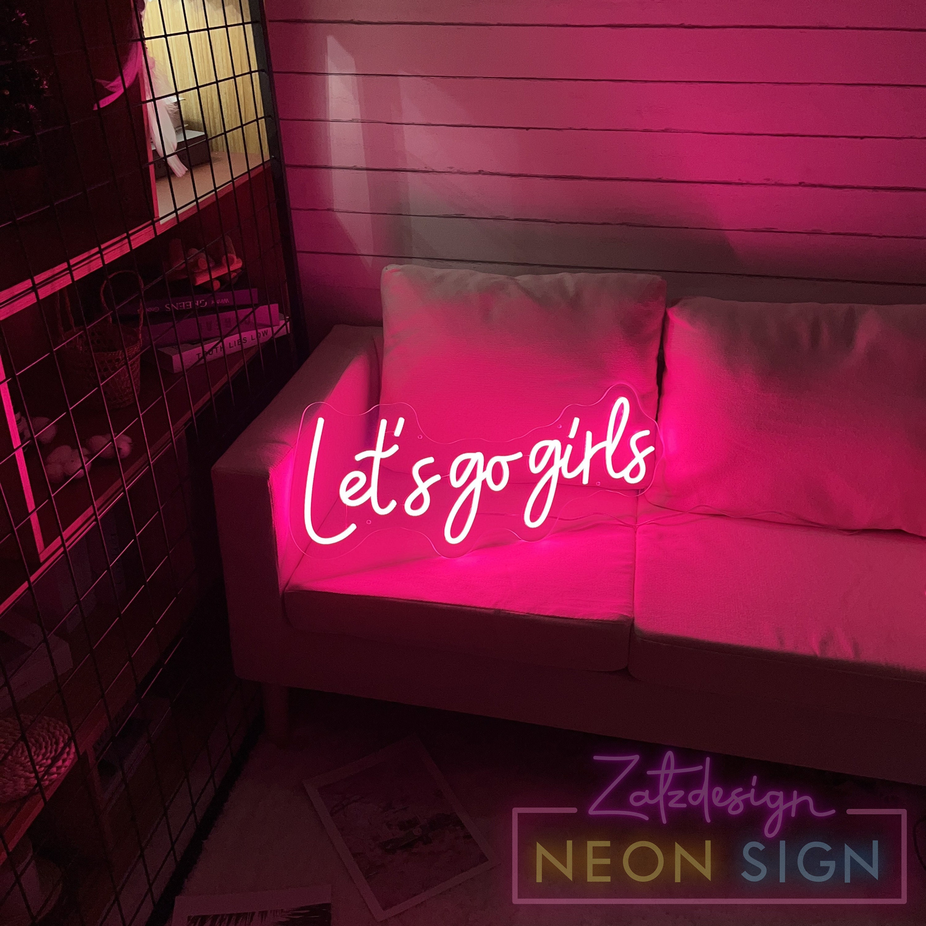 Let's Go Girls Neon Sign, Pink Room Decoration, Bachelorette Party Sign ...