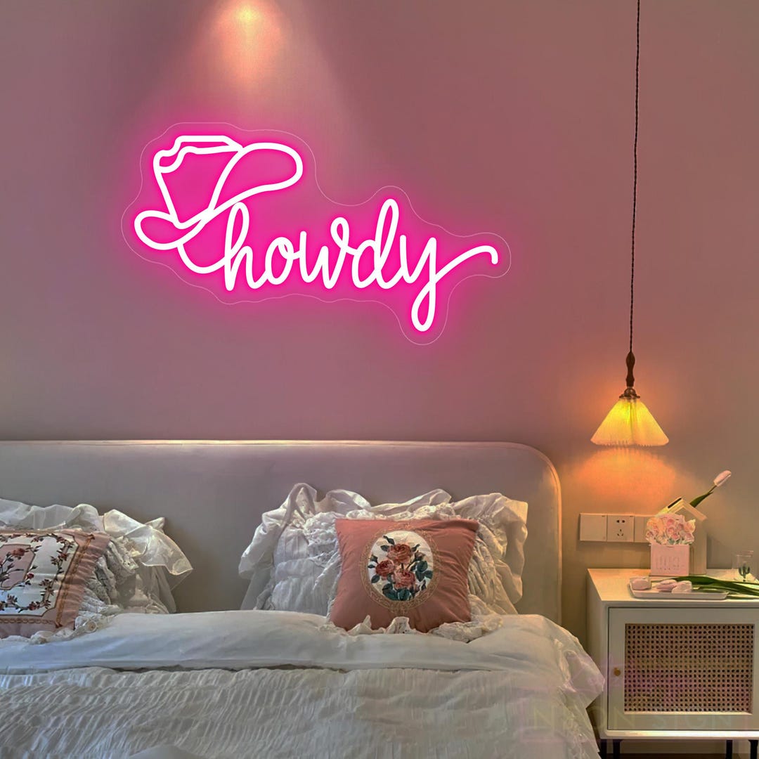 Howdy Neon Sign, Cowboy Hat Neon Sign, Led Cowboy Hat Sign, North ...