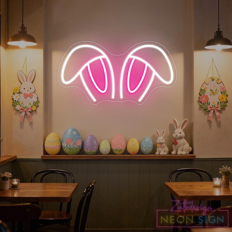 Bunny Ears Neon Sign, Cute Bunny Neon Sign, Spring Home Decor, Easter ...