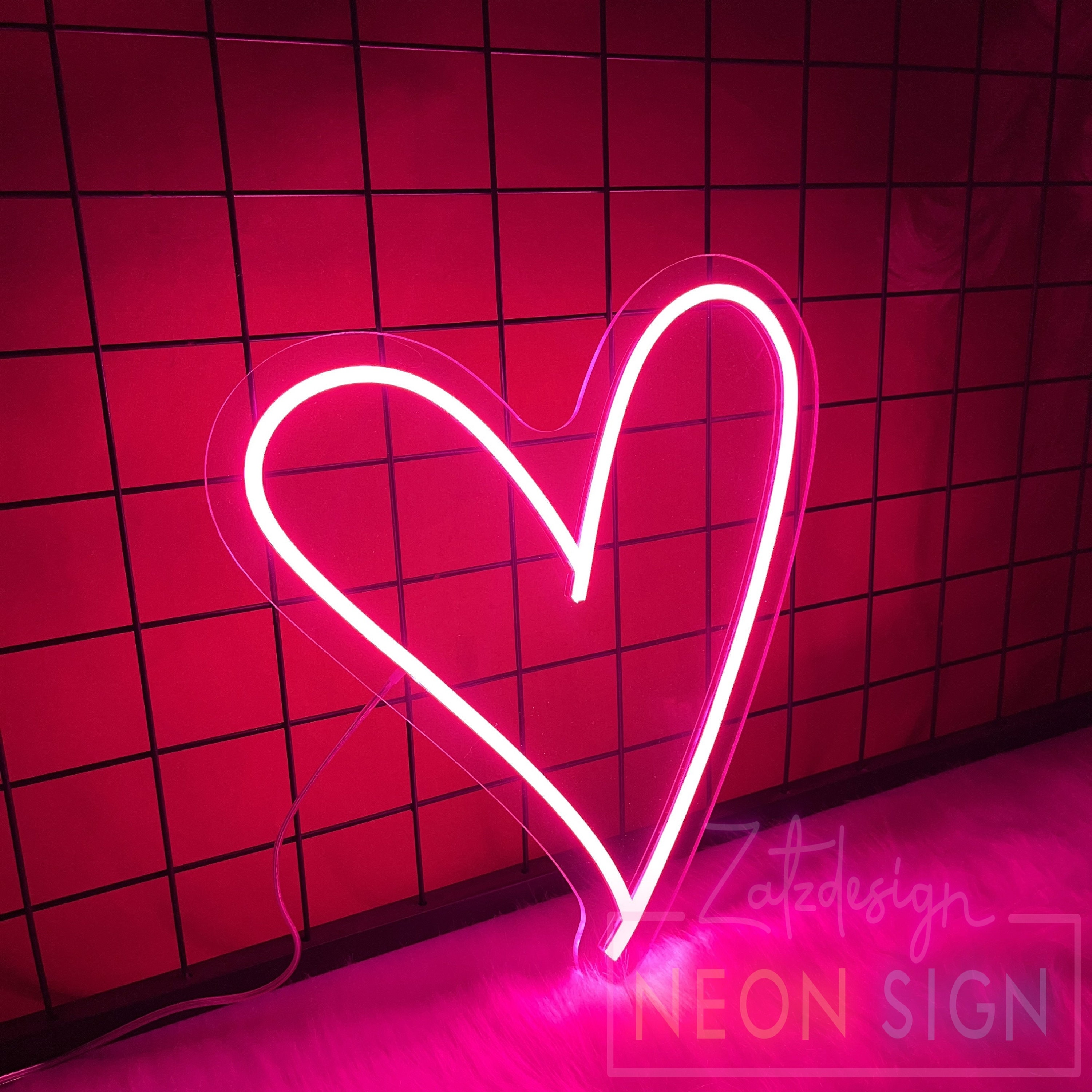 Heart Neon Sign, Love Neon Sign, Heart Home Decor, Party Wall Decor ...