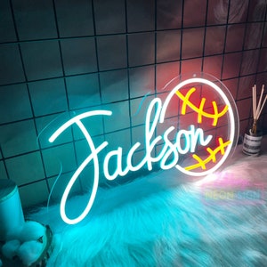 Custom Name Sign, Baseball neon Sign, Baseball player Gifts, Kids Room ...
