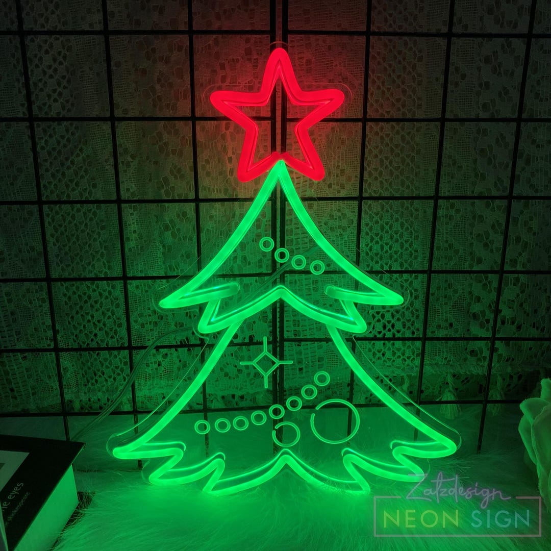 Christmas Tree Neon Sign, USB Led Light up Sign, Christmas Tree Decor ...