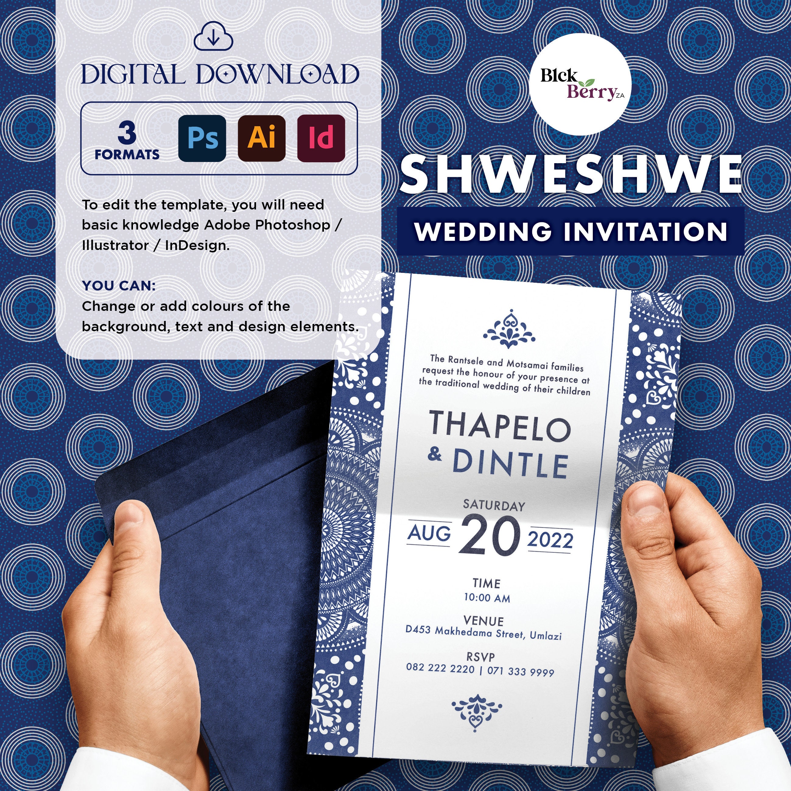 Editable Tswana Shweshwe Wedding Invitation Template - Etsy