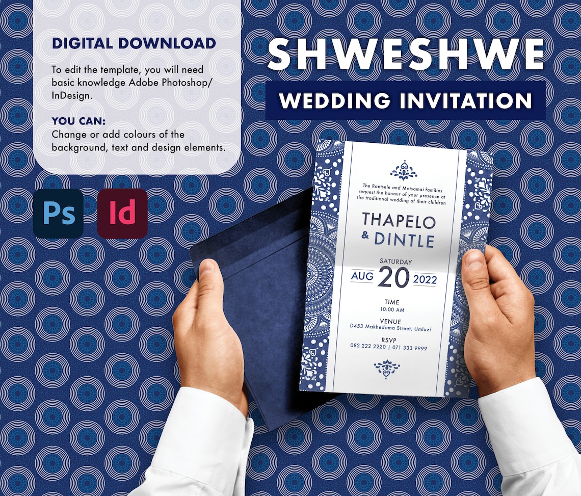 Editable Tswana Shweshwe Wedding Invitation Template - Etsy Ireland