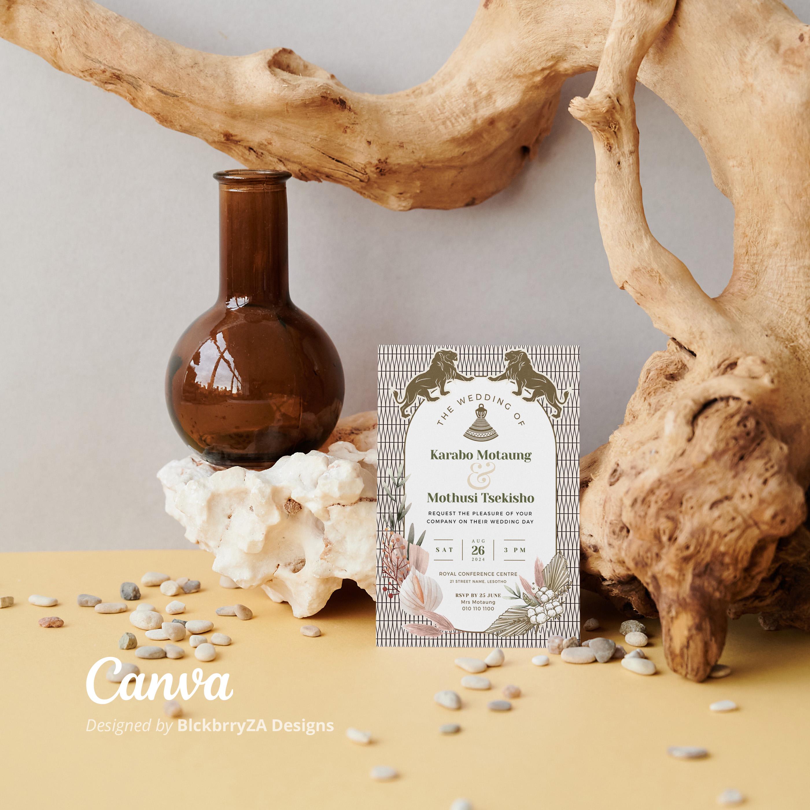 Canva Editable Royal Sotho Wedding Invitation - Etsy