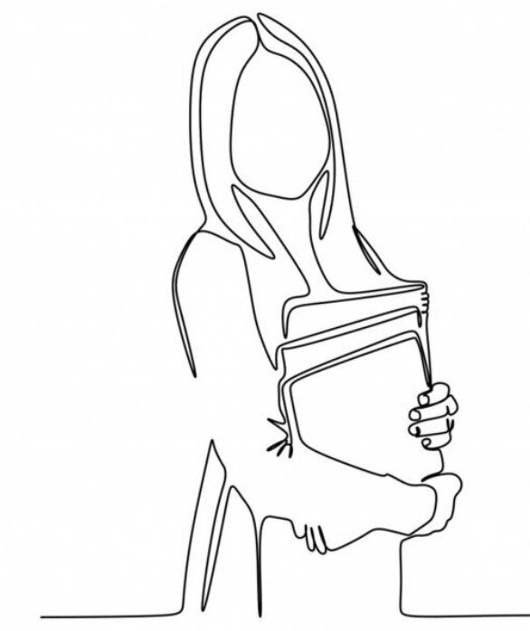 Continuous One Line Drawing of a Young Woman Teacher Carrying Books - Etsy