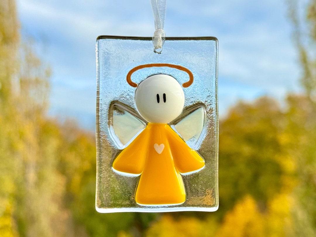Schutzengel aus Glas, Glücksbringer kleines Engelchen, Weihnachtsdeko ...