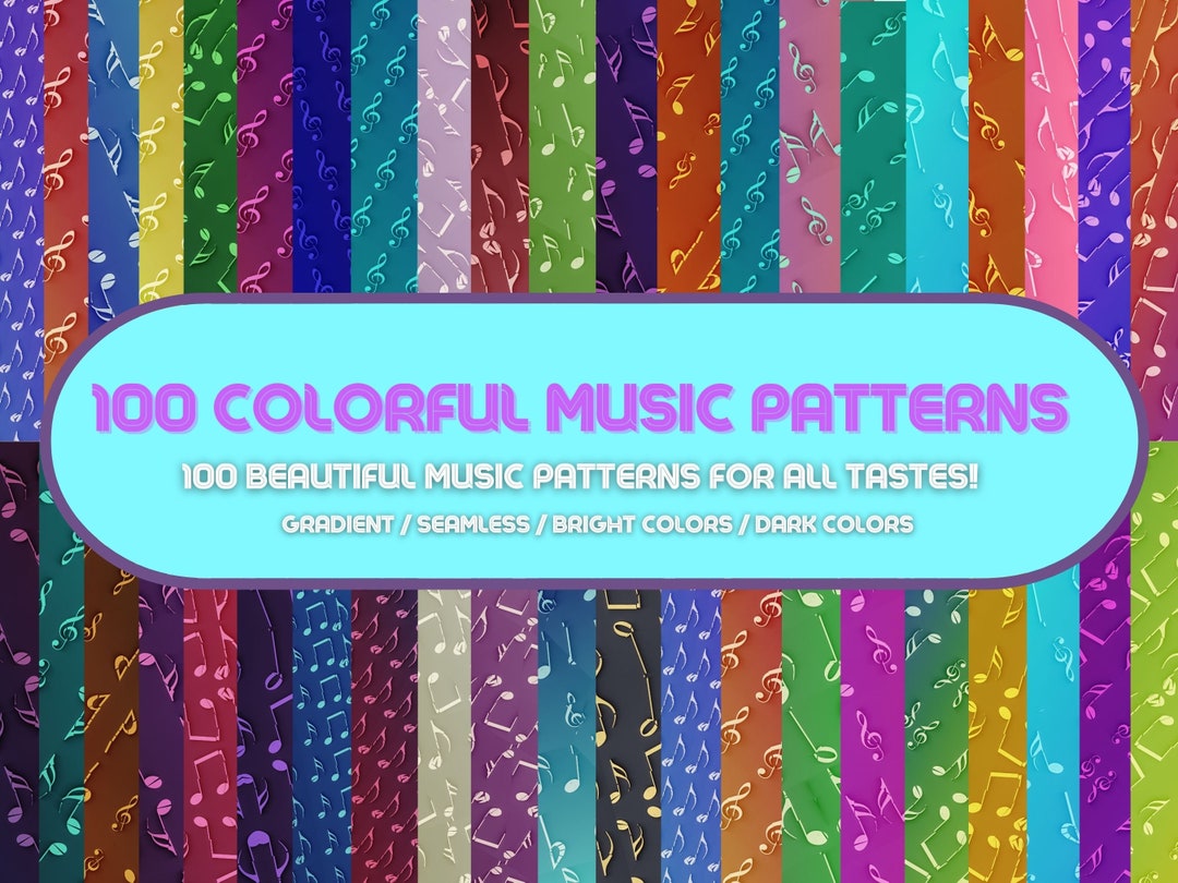 100 Music Note Patterns - High Quality, Gradient, Seamless, Bright ...