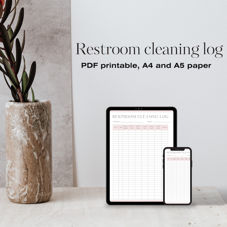 Restroom Cleaning Log Template, Printable Cleaning Log, Made for You ...