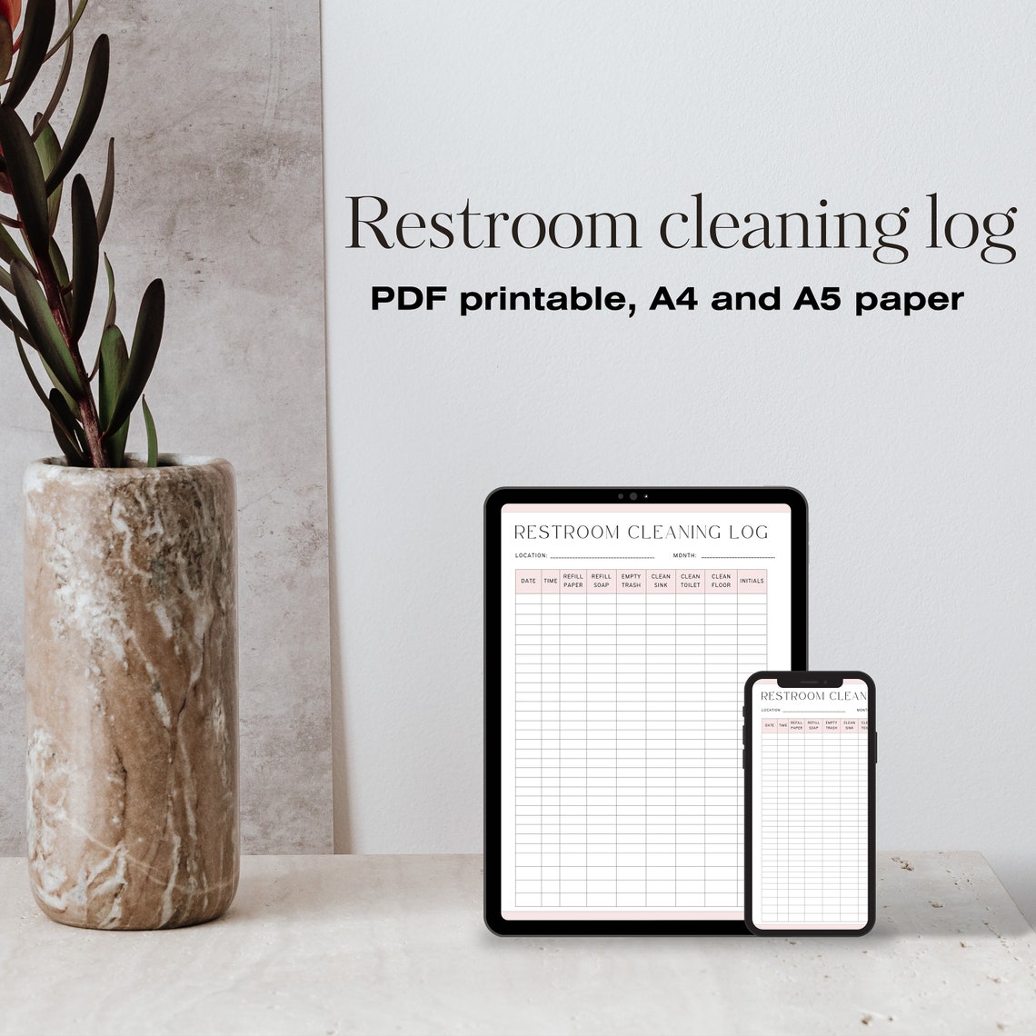 Restroom Cleaning Log Template, Printable Cleaning Log, Made for You ...