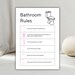 Printable Rustic Restroom Rules and Funny Bathroom Wall Art Digital ...