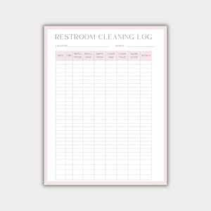 Restroom Cleaning Log Template, Printable Cleaning Log, Made for You ...