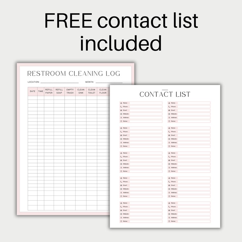 Restroom Cleaning Log Template, Printable Cleaning Log, Made for You ...