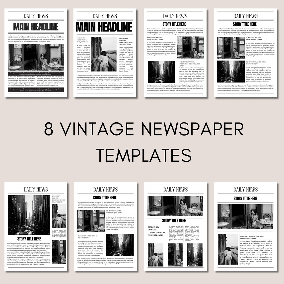 Digital Newspaper Template, Edit With Canva, 8 Pieces, Editable ...