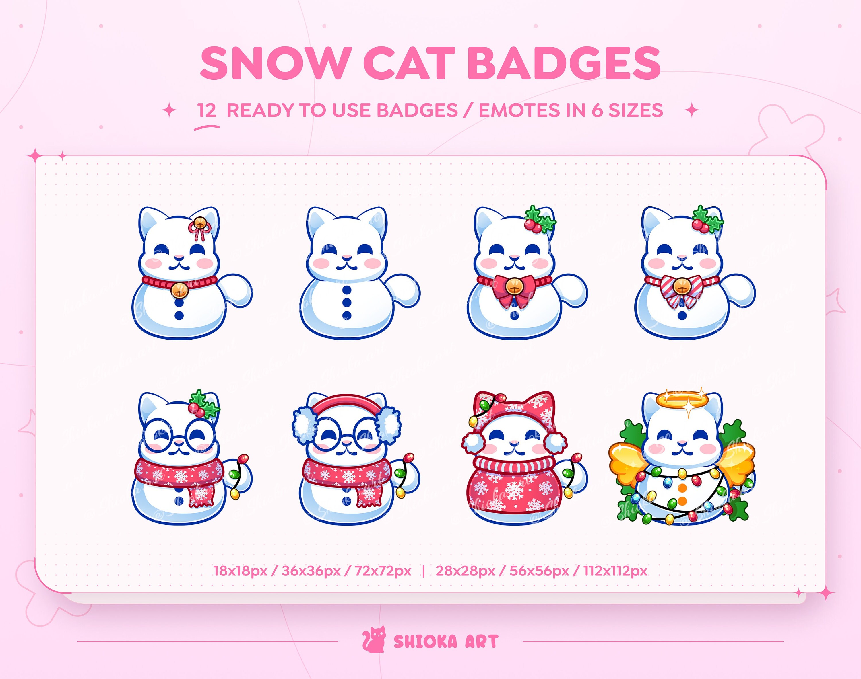 Snow Cat Twitch Youtube Sub & Bit Badges X8 Loyalty Badges - Etsy