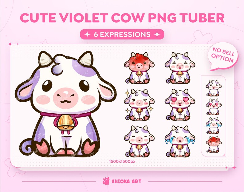 Cute Violet Cow Pngtuber for Twitch Youtube Discord - Etsy