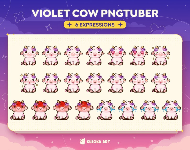 Cute Pink Cow Pngtuber for Twitch, Youtube, Discord, Veadotube, Cute ...