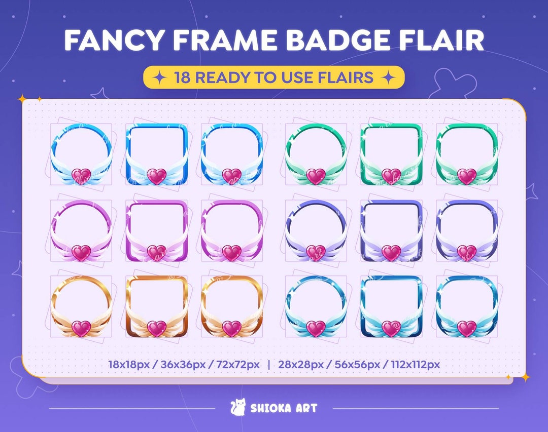 Fancy Frame Twitch Badge Flair Pack Bit Badges Cute, Pink, Purple, Gold ...
