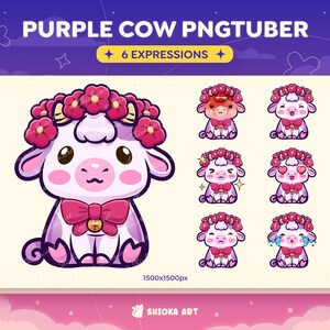 Cute Purple Cow Pngtuber for Twitch, Youtube, Discord, Veadotube, Cute ...